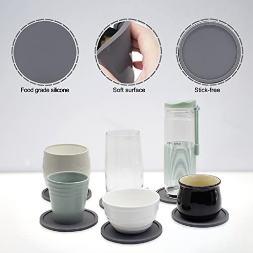 Silicone Drink Coasters by Cilnizriy, Heat Resistant, Soft Coaster for Tabletope Protection, Furniture from Damage (Grey, 6)