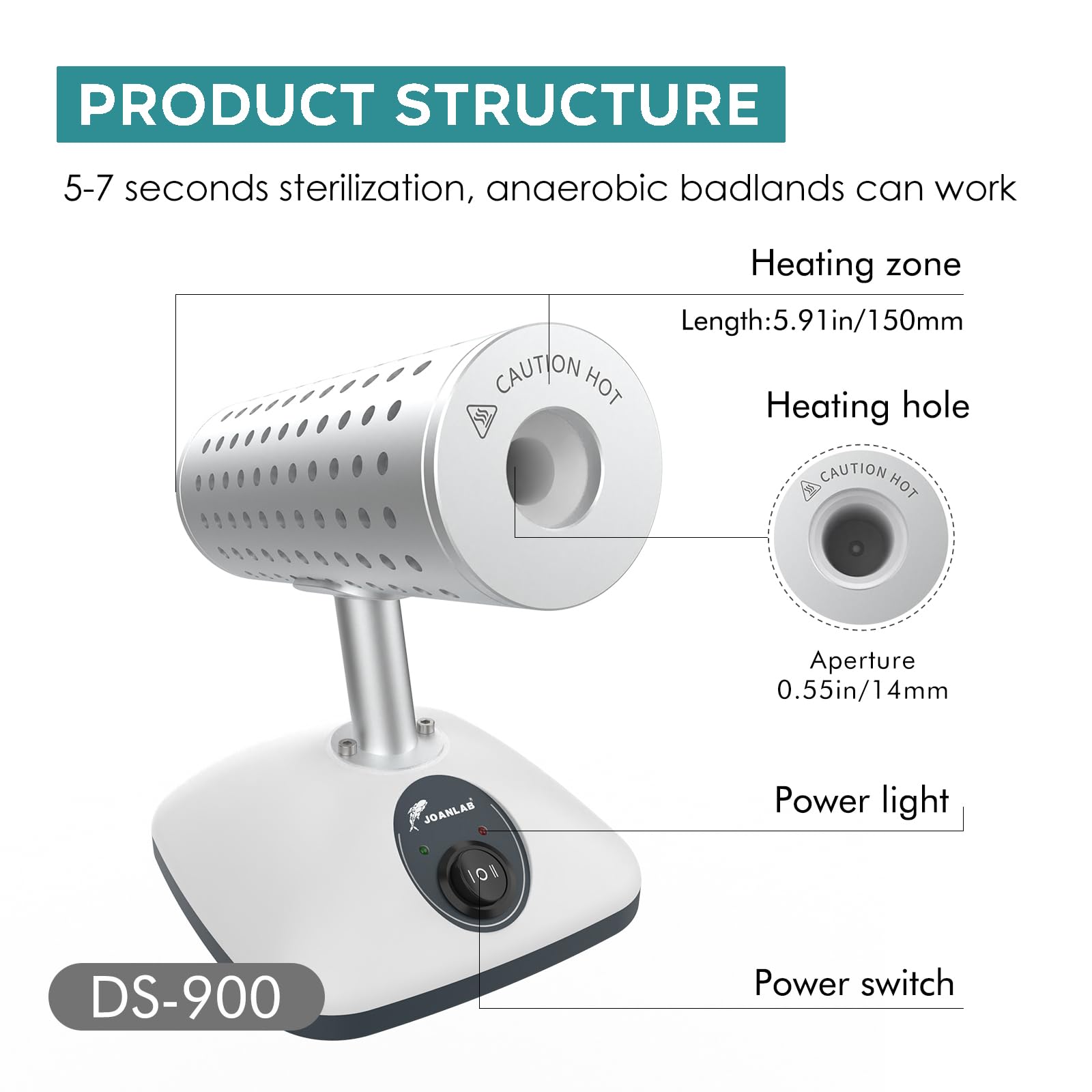 Lab DS-900 Infrared Sterilizer Autoclave Sterilizers Two Adjustable Heating Temperatures 400°C/825°C for Scalpel Needle Inoculating Loop Vaccination Ring,110V 150W