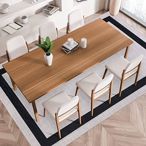 Machine Washable Area Rug with Non Slip Backing & Stain Resistant & Eco Friendly & Family and Pet Friendly - Everest Geometric Modern Bordered Creme & Black Design 5'4''x8'