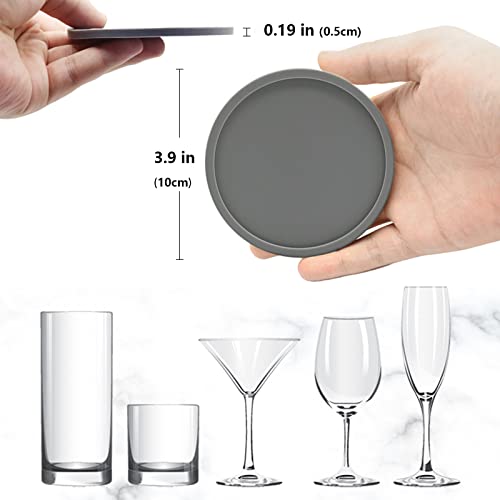 Silicone Drink Coasters by Cilnizriy, Heat Resistant, Soft Coaster for Tabletope Protection, Furniture from Damage (Grey, 6)