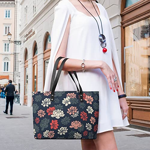 Womens Handbag Flowers Leather Tote Bag Top Handle Satchel Bags For Lady