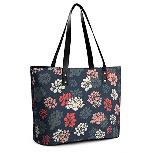 Womens Handbag Flowers Leather Tote Bag Top Handle Satchel Bags For Lady