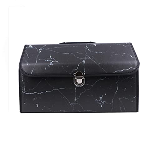 VIBY Marbling Pattern Car Storage Box Trunk PU Folding Car Organizer Box Stowing Tidying Auto Interior Accessories (Color : D, Size : L)
