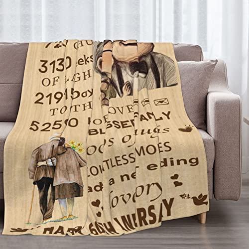 ZORKET 60th Wedding Anniversary Blanket Gifts for Couple Parents Ideas 60"x50"