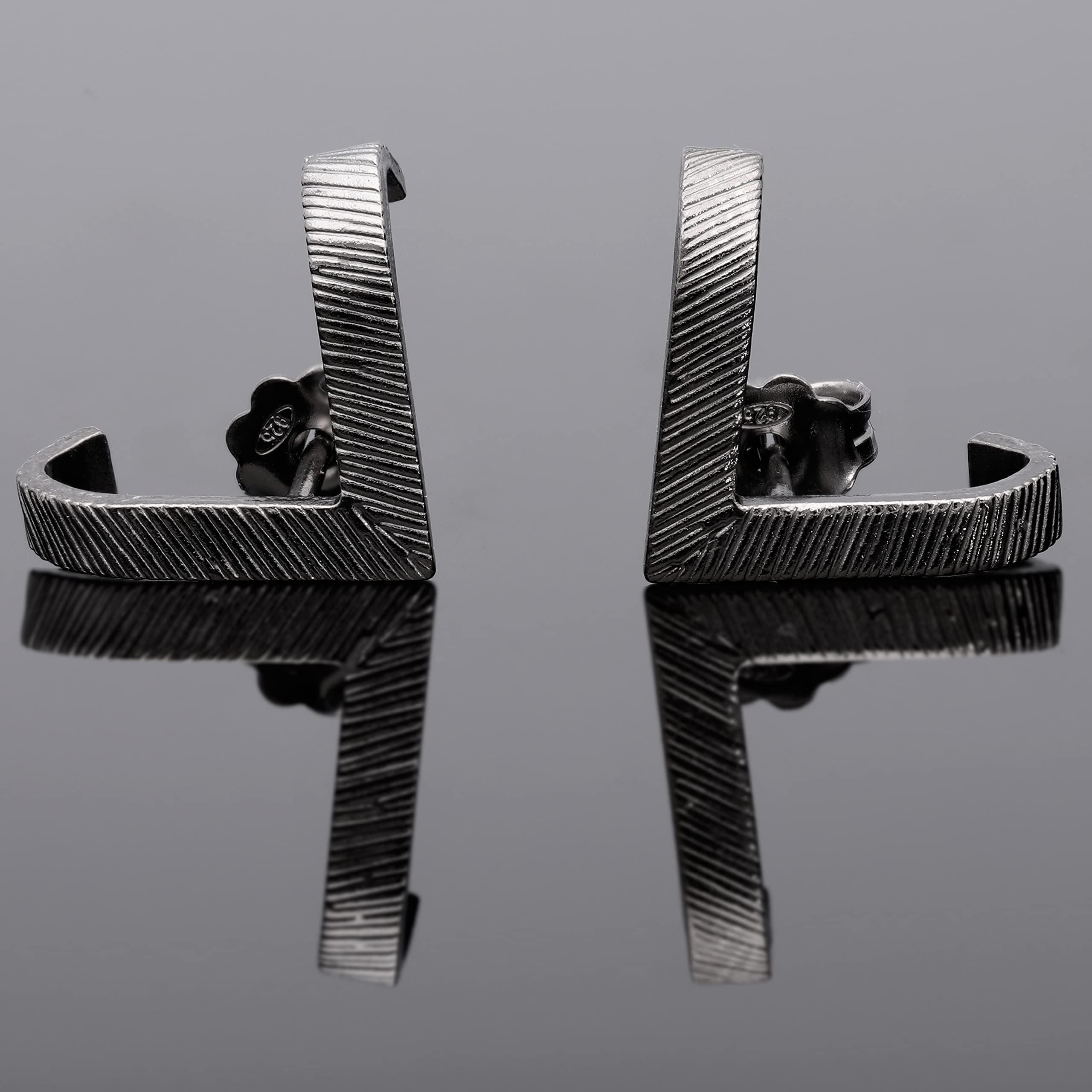 Handmade stud earrings Black sterling silver men's earring studs unusual unique for men earrings men jewelry for him boyfriend male earrings