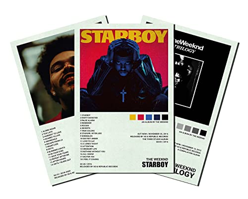 A Set of 3 canvas posters,Trilogy Poster Starboy Poster After Hours Poster, Album Aesthetics 2 Piece Set,8x12IN Canvas Prints Unframed Set of 3
