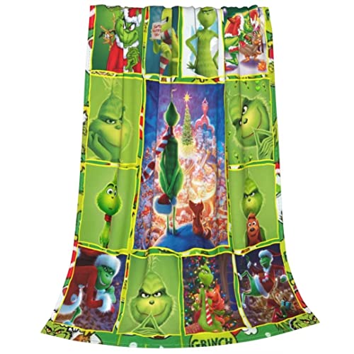 Christmas Blanket Green Soft Lightweight Flannel Fleece Bed Throw Blanket Party Gift for Couch Sofa Kids Adults-1-60×50"