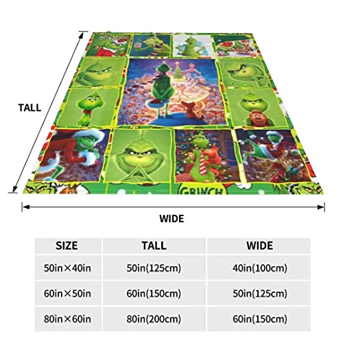 Christmas Blanket Green Soft Lightweight Flannel Fleece Bed Throw Blanket Party Gift for Couch Sofa Kids Adults-1-60×50"