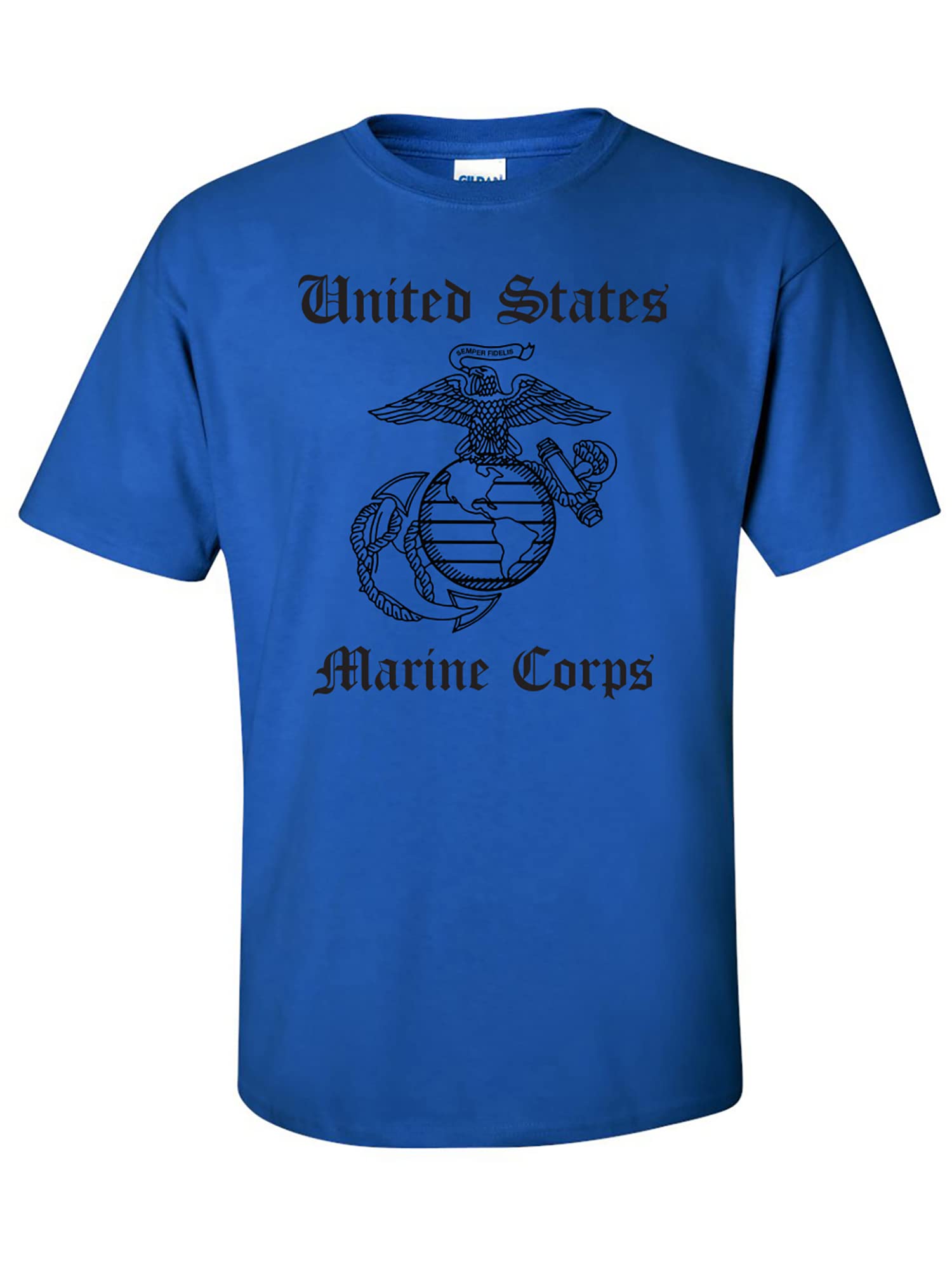 United States Marine Corps Adult T-Shirt in Royal (Black Text) - Large
