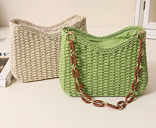 Straw Bag for Women, Summer Beach Bag Cute Handwoven Hobo Handbag Lightweight Shoulder Bag Vacation Bag Underarm Purse 2023