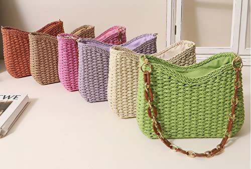 Straw Bag for Women, Summer Beach Bag Cute Handwoven Hobo Handbag Lightweight Shoulder Bag Vacation Bag Underarm Purse 2023