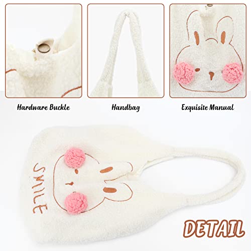 KUANG! Teddy Plush Shoulder Handbag Purse Cute Bear Fluffy Hairball Tote Plush Handbag Faux Lambs Wool Large Shopping Bag