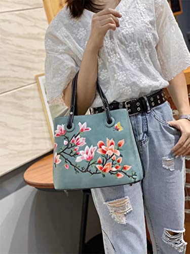 ZLXDP Chinese Style Embroidered Handbag Retro Floral Shoulder Bag Large Capacity Women's Casual Tote Bag (Color : C, Size