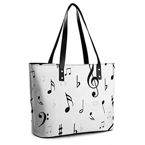 Womens Handbag Music Notes Pattern Leather Tote Bag Top Handle Satchel Bags For Lady