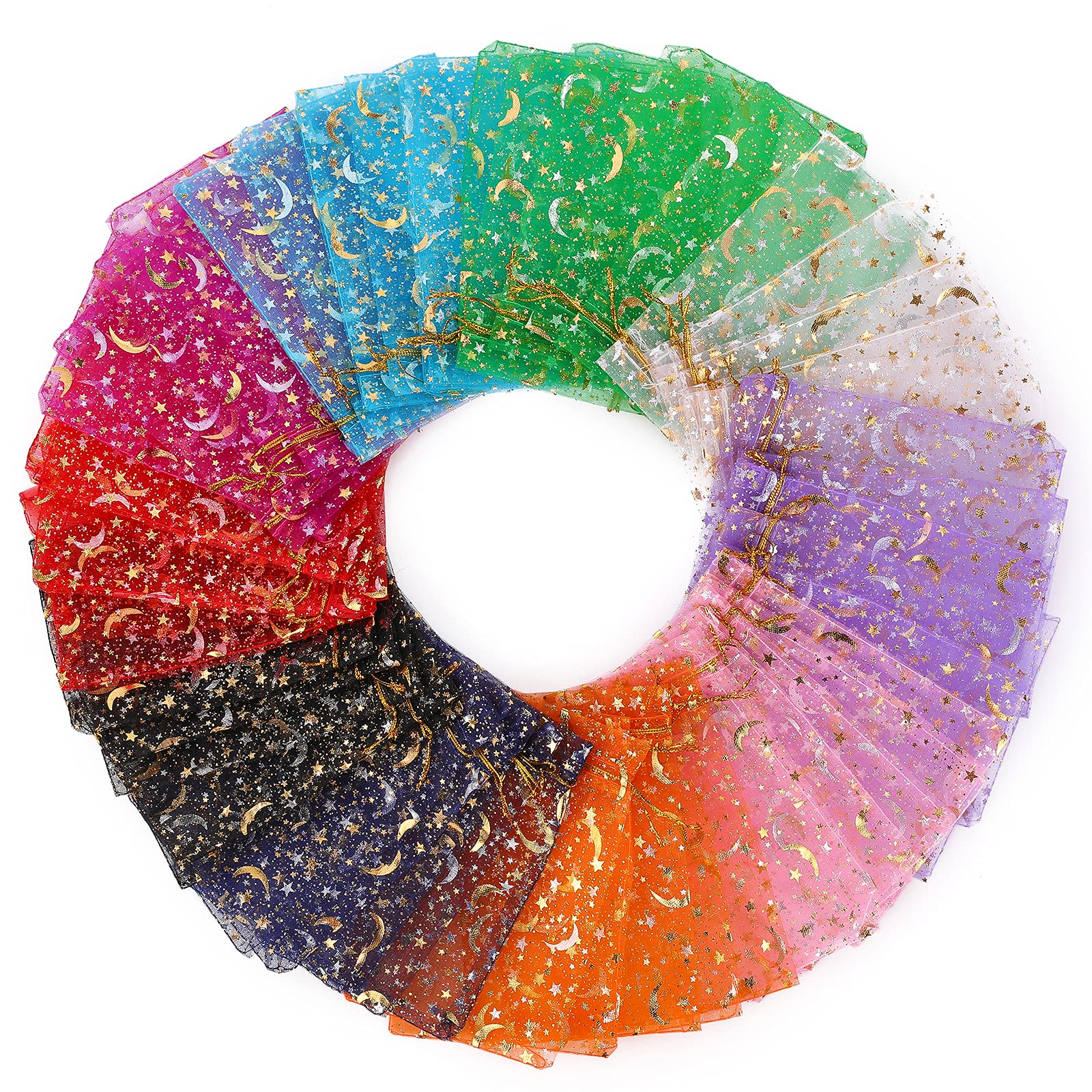 ONEYIM 150Pcs Organza Bags,4"x6"Multi-coloured Drawstring Bags Organza Wrap for Wedding Valentine's Day Birthday Party, Candy Jewellery Toy Bags(11x16cm)