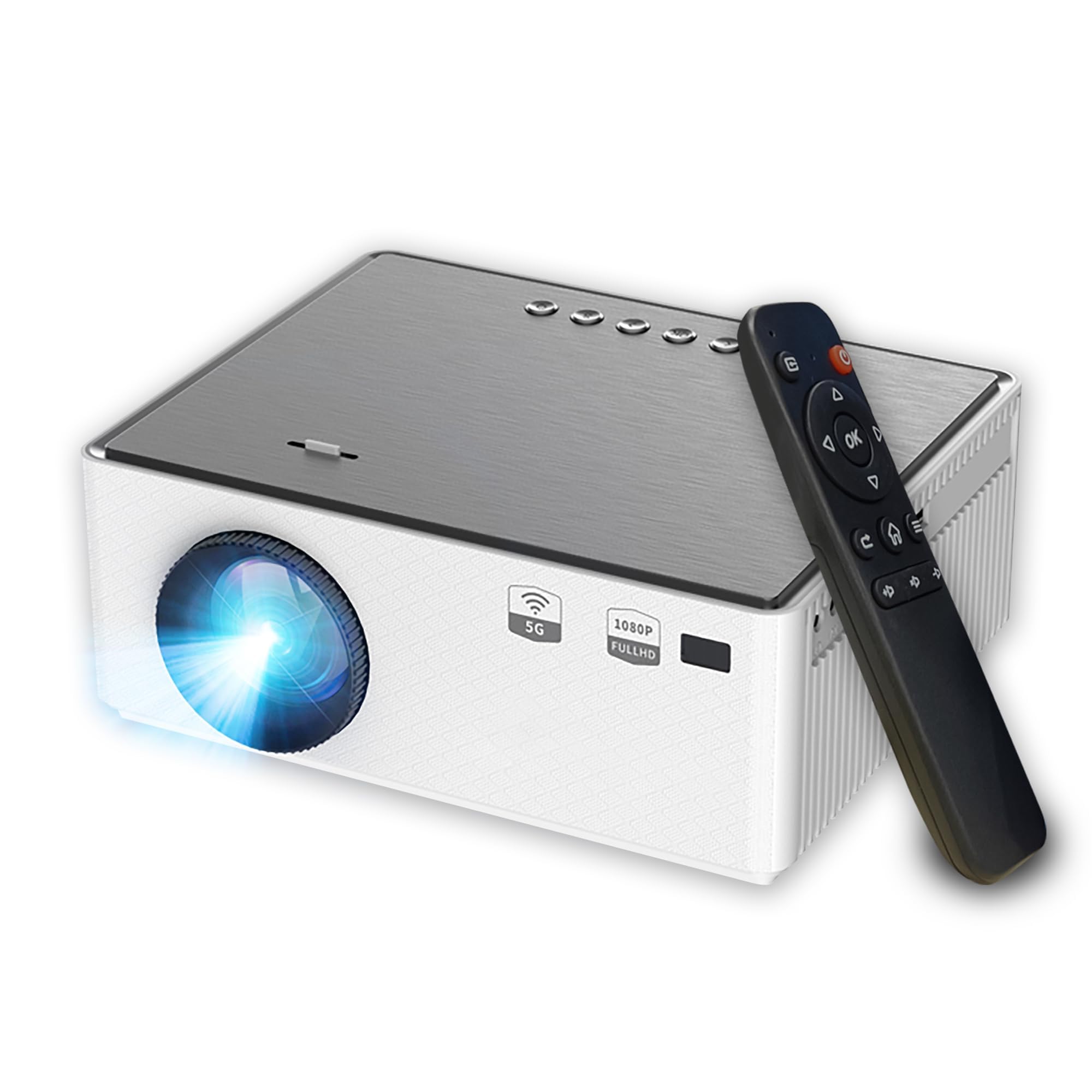 Video Projector, 5G WiFi Bluetooth Projector Full HD 1080P Projector 4K Support Movie Projector 8500L Oudoor Portable Mini Projector Compatible with TV Stick Laptop Tablet PC HDMI USB TF DVD