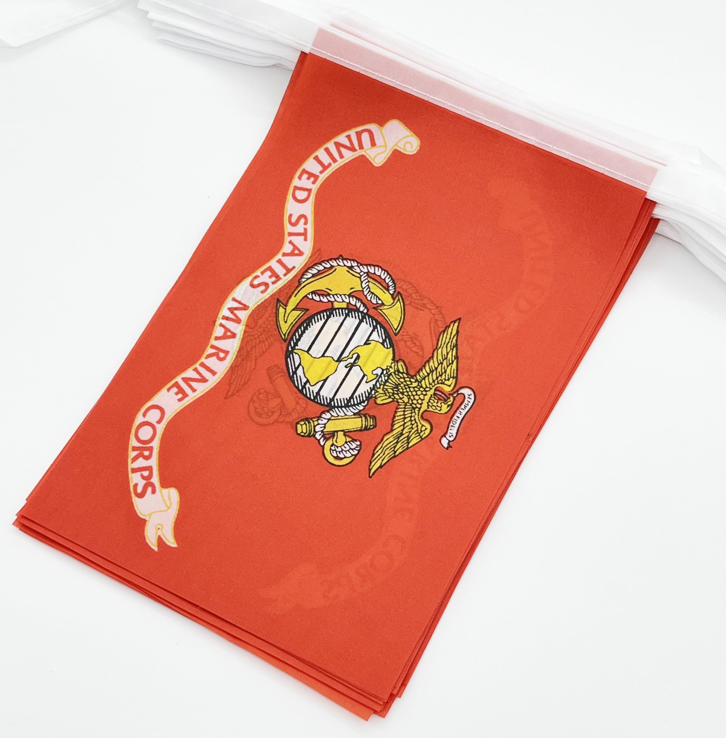 FWIW 2 Pack USA Marine Corps Banner String Small Mini American Military Pennant Flags July 4th Veteran Party Memorial Day Party Outdoor Yard Decorations