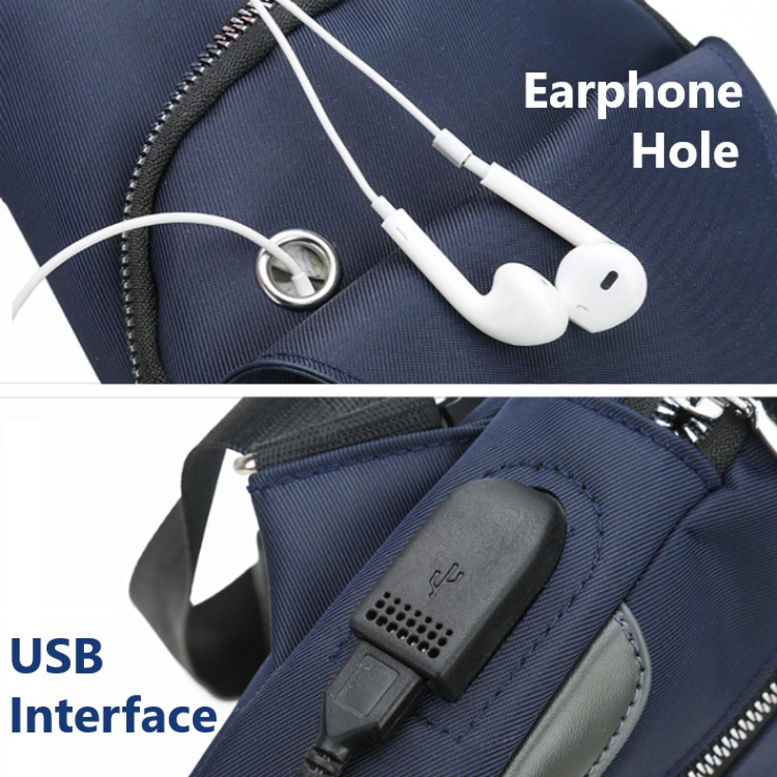 Sling Backpack with USB Charging Port, Chest Bag Crossbody Daypack Shoulder Bag for Women & Men, Hiking, Cycling, Travel #2 Blue