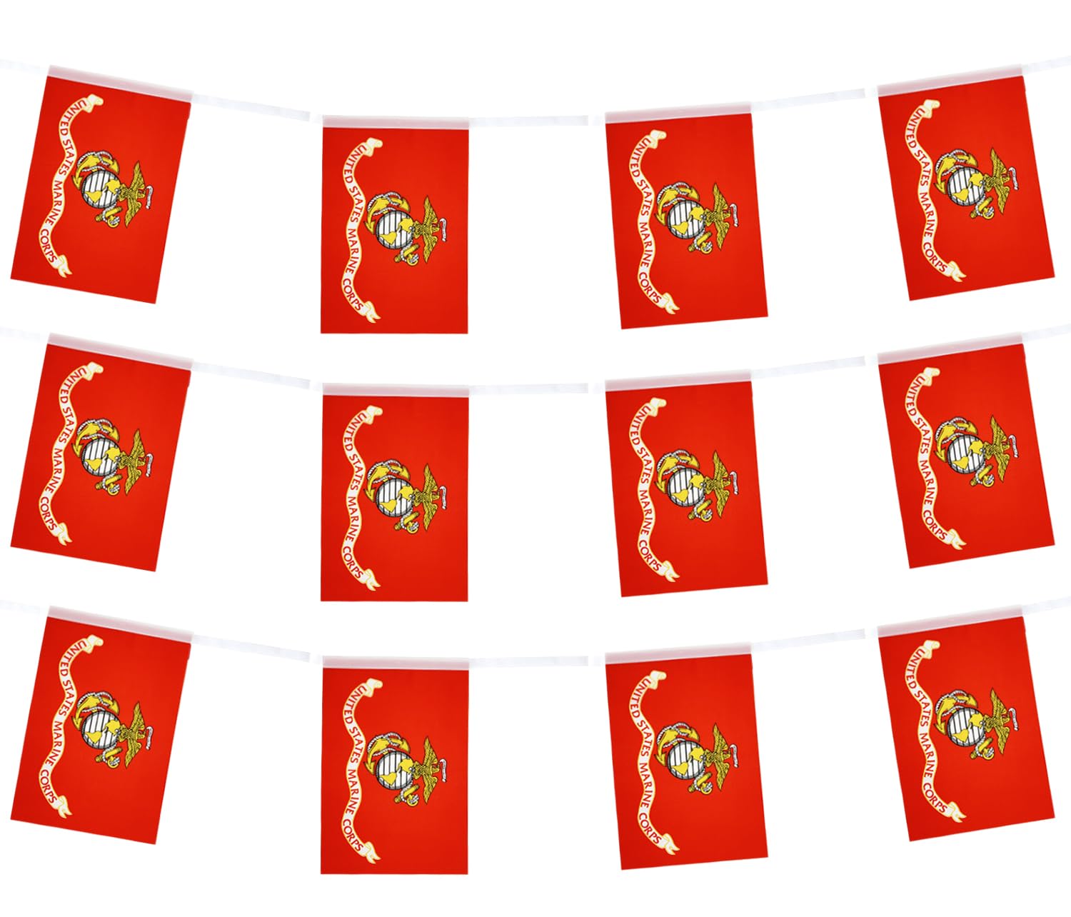 FWIW 2 Pack USA Marine Corps Banner String Small Mini American Military Pennant Flags July 4th Veteran Party Memorial Day Party Outdoor Yard Decorations