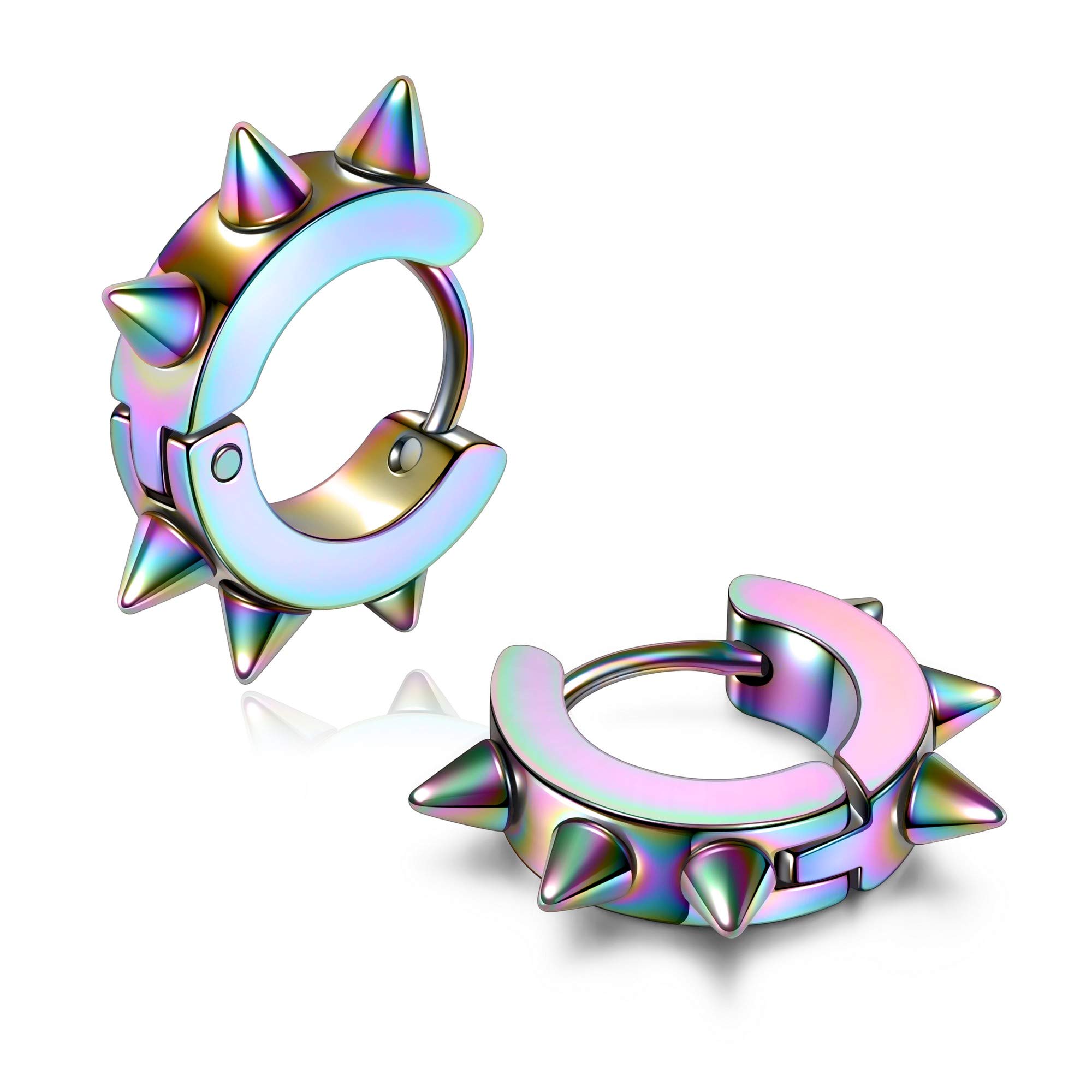 JOVIVI Men Women Jewelry Stainless Steel Hoop Spike Punk Earring,3 Pairs