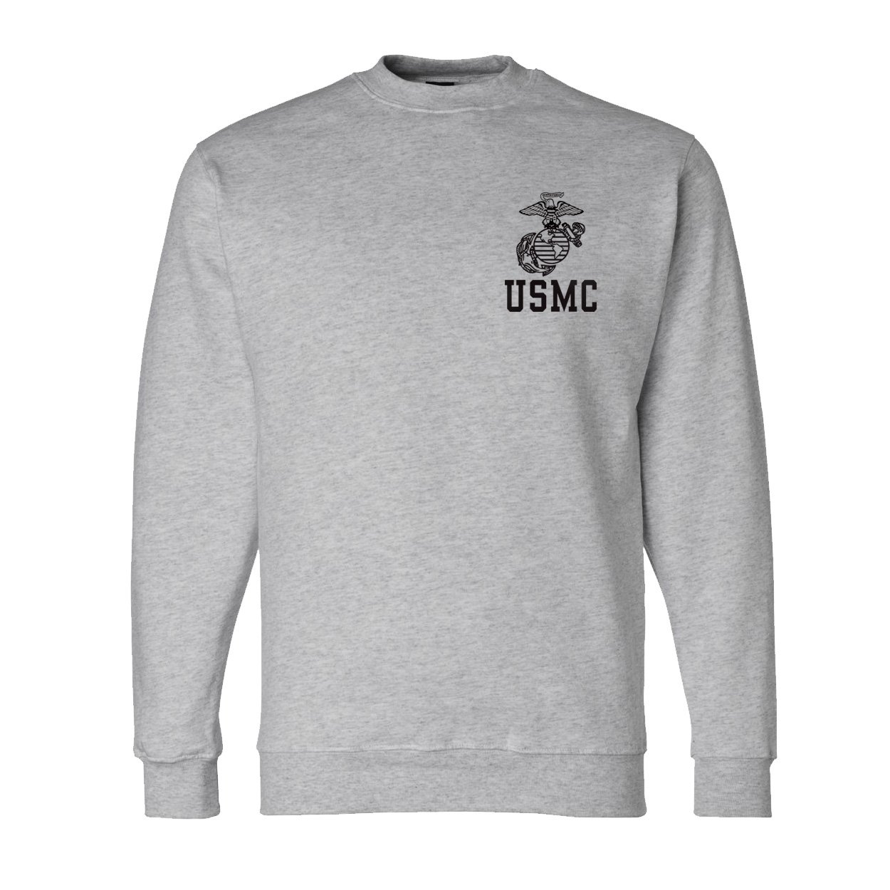 eMarine PX Eagle Globe and Anchor USMC Crew Neck Sweatshirt Grey. Made in USA. Officially Licensed with the United States Marine Corps
