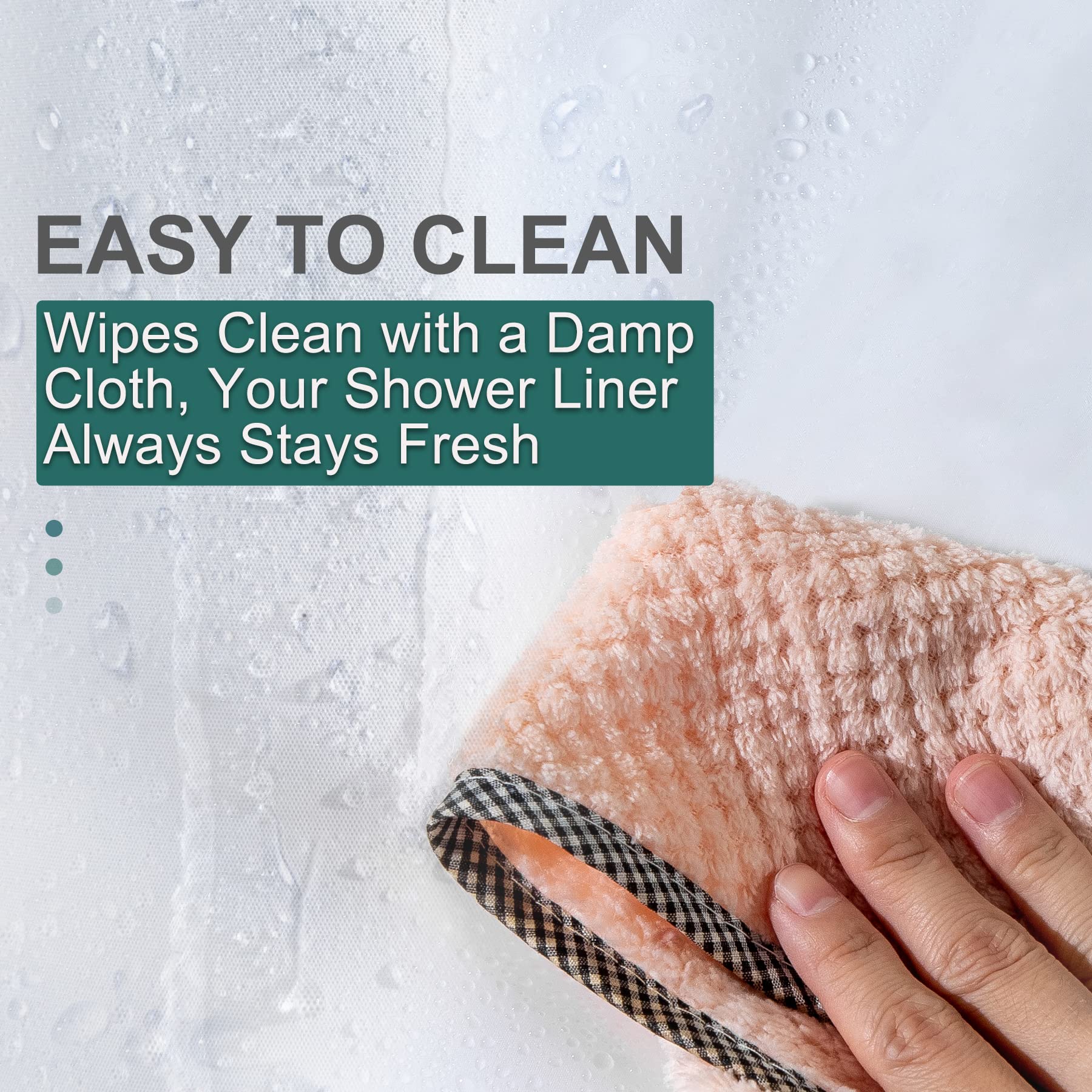 AmazerBath Plastic Shower Curtain Liner, 72 x 72 Inches EVA 8G Heavy Duty Clear Shower Curtain Liner, Waterproof Weighted Thick Bathroom Curtain with 3 Clear Weights and 12 Rustproof Grommet Holes