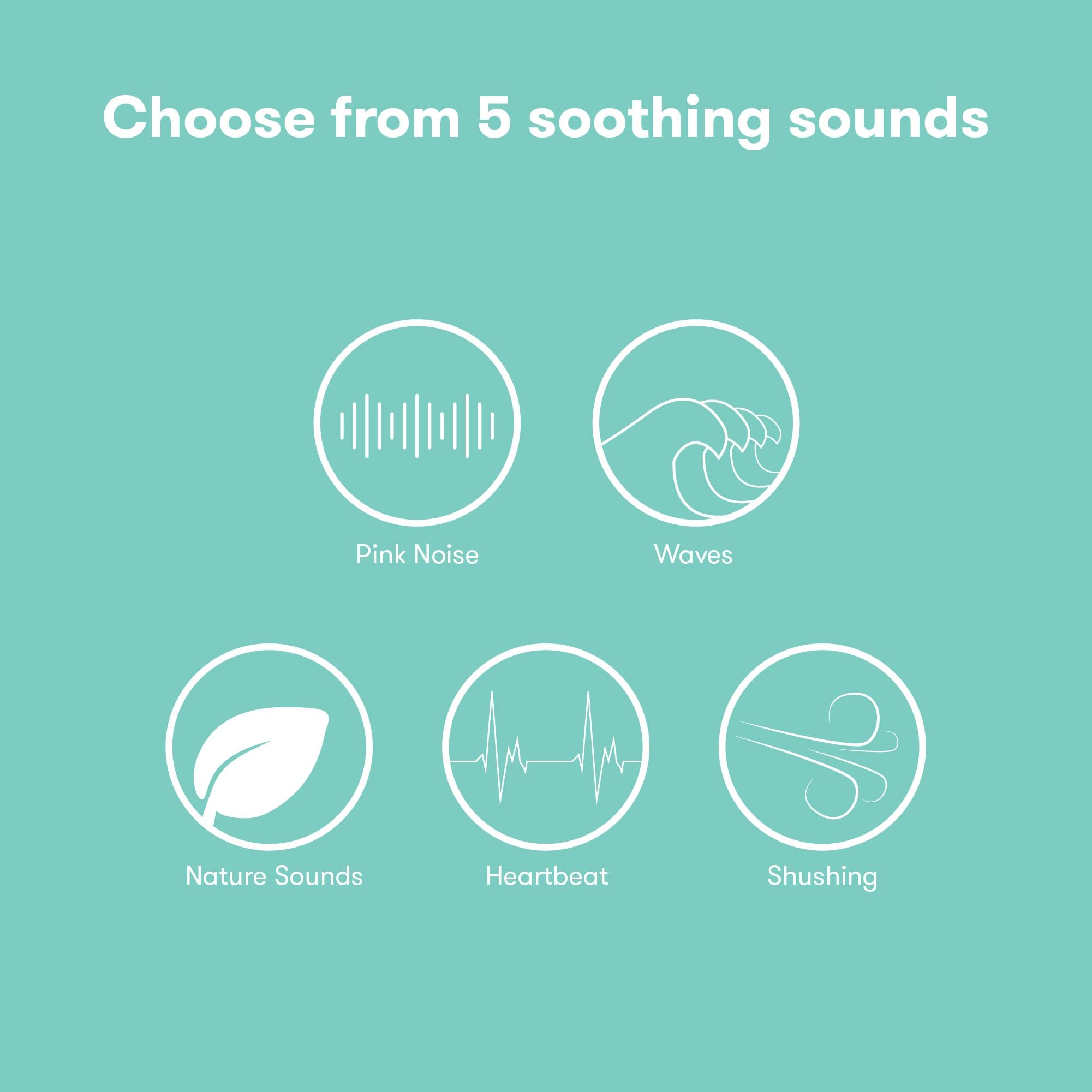 2-in-1 Portable Sound Machine + Nightlight by Frida Baby White Noise Machine with Soothing Sounds for Stroller or Car Seat with Volume Control