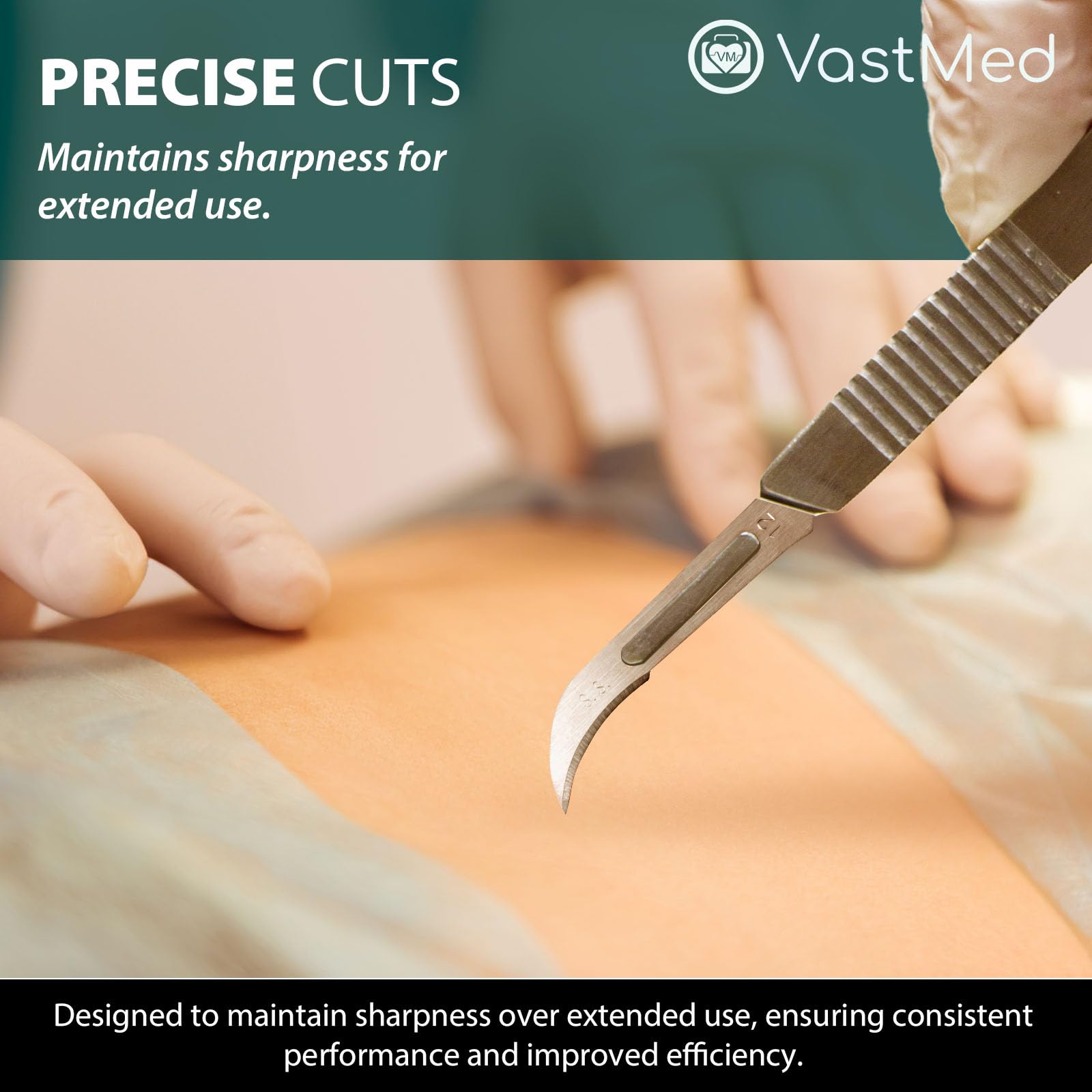100PCs Dental Grade #12 Stainless Steel Sterile Surgical Blades by VASTMED | Individually Wrapped High Stainless Steel Dermablade Surgical Blade