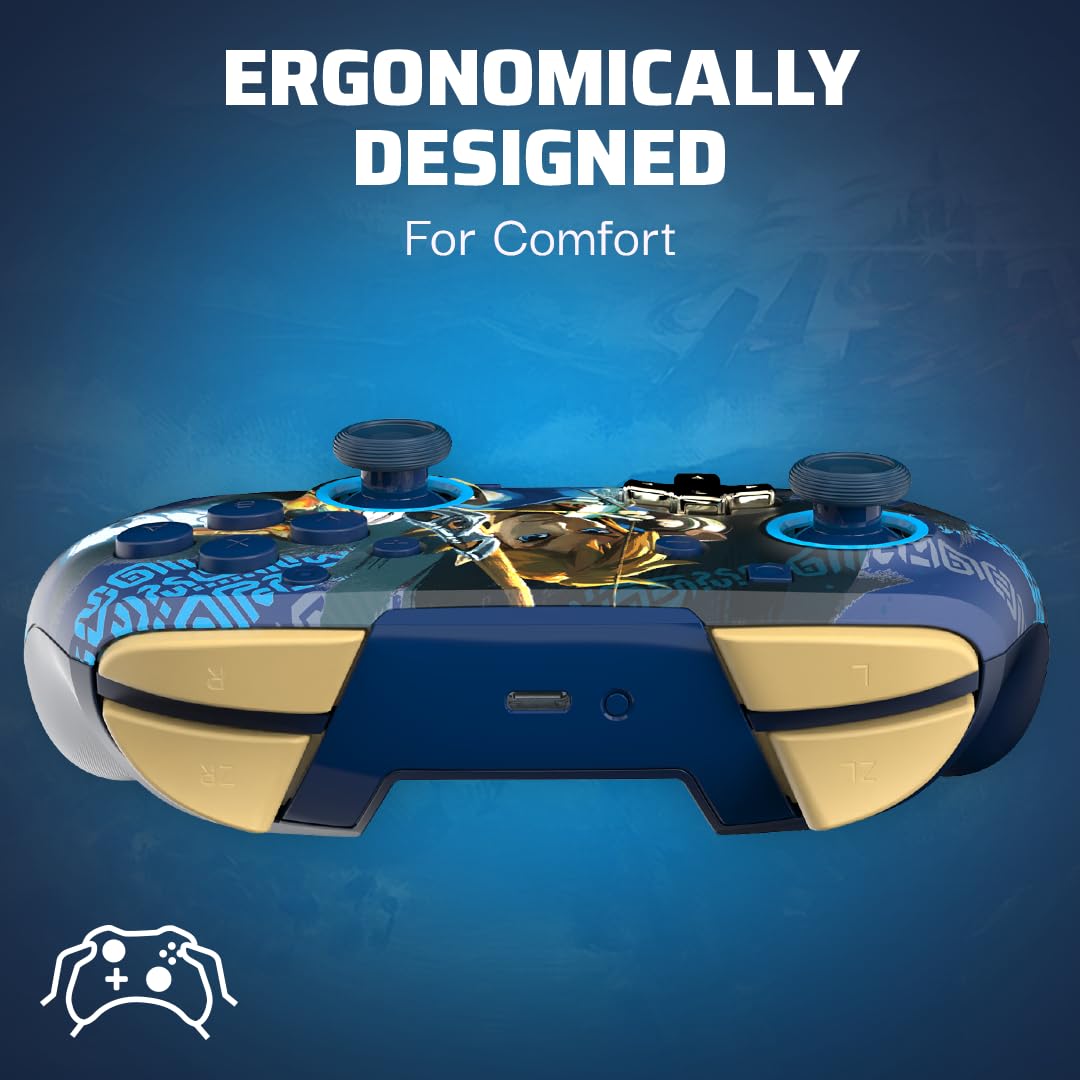 PDP Rematch Enhanced Wireless Nintendo Switch Pro Controller - Rechargeable Battery Powered, Link Hero (Glow in The Dark)