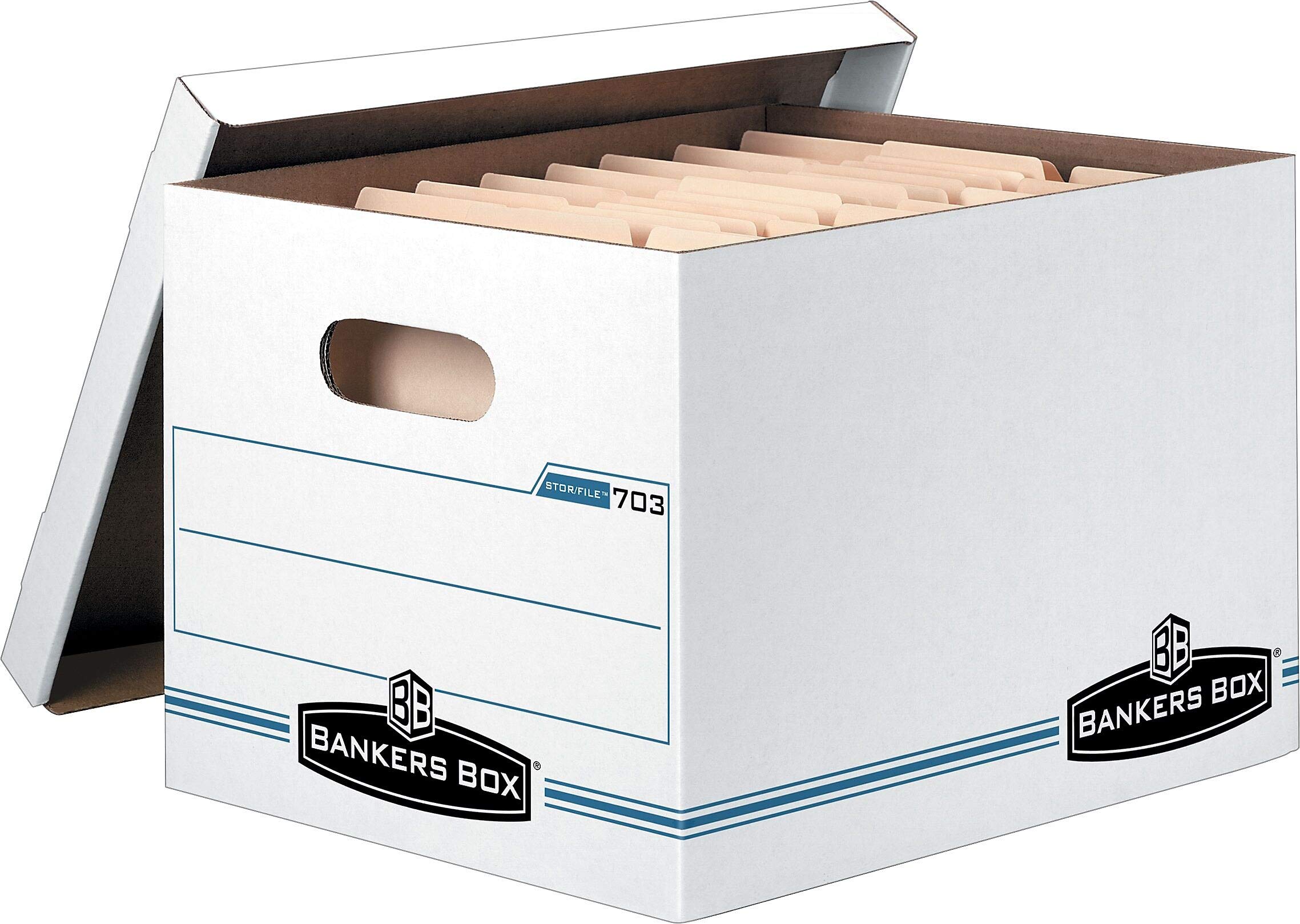 Bankers Box 5703604 Stor/File Storage Box, Letter/Legal, Lift-Off Lid, White, 6/Pack