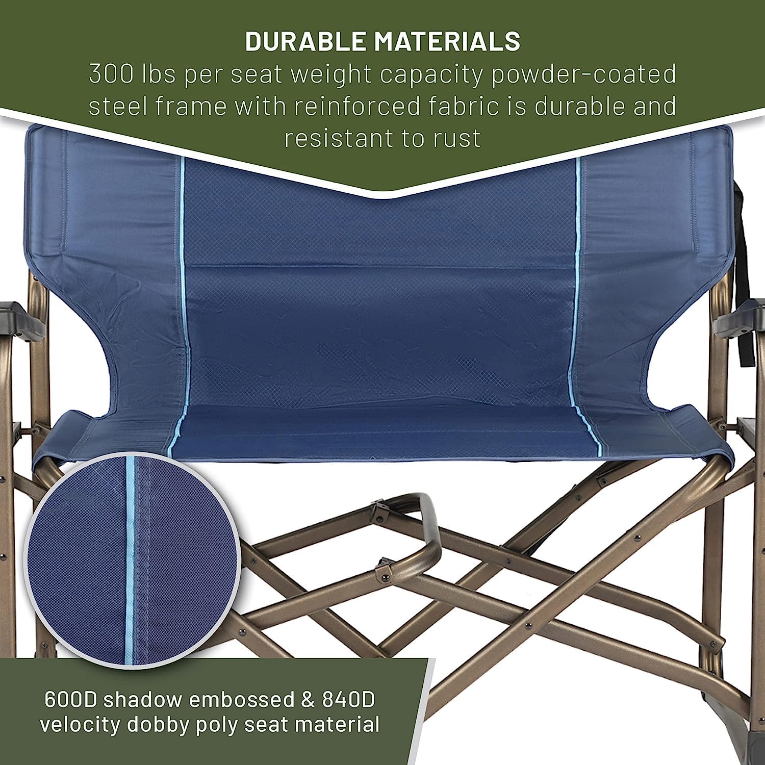 TIMBER RIDGE Director Chair, 16.54" x 37.8" x 35.04", Blue
