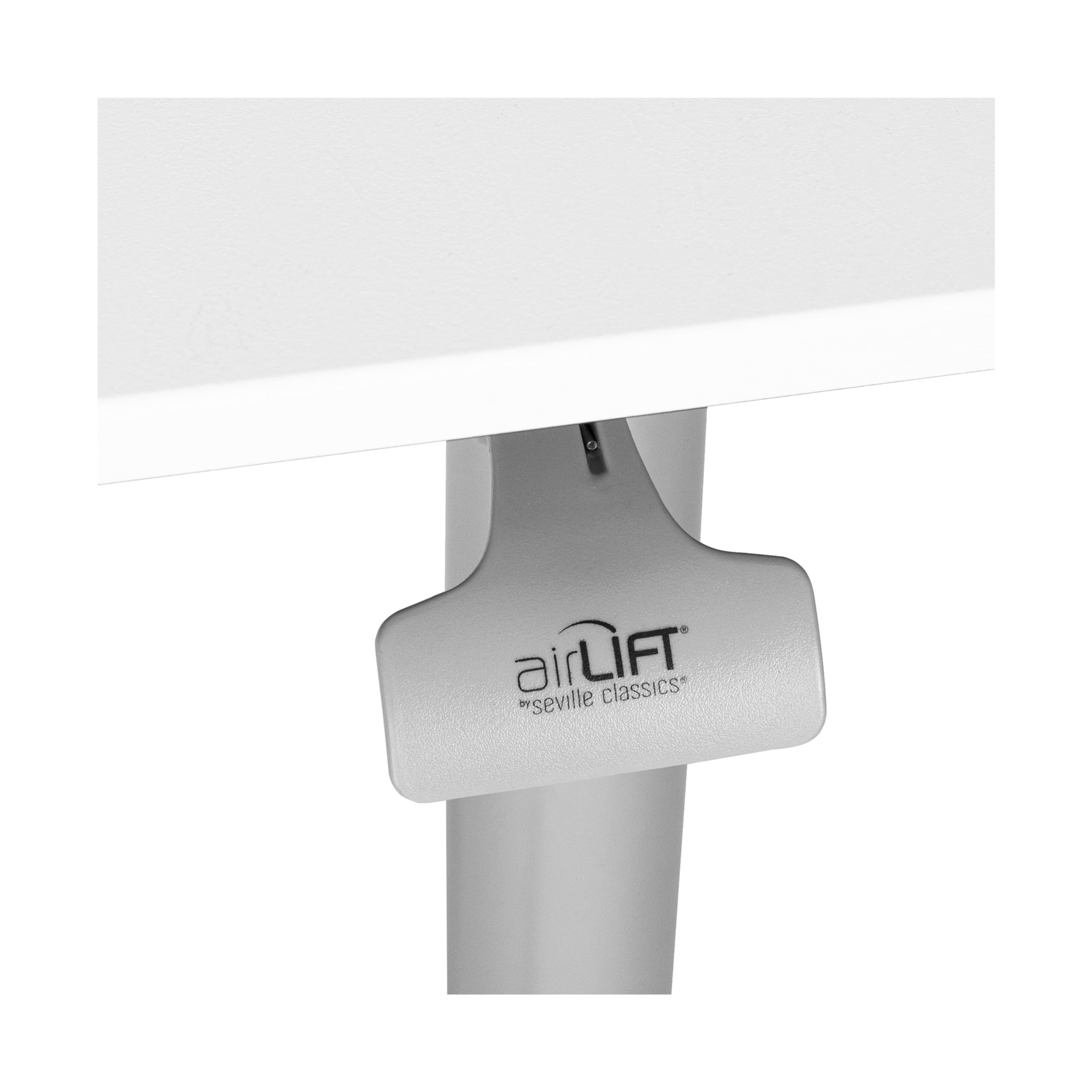 Seville Classics Airlift Height Adjustable Pneumatic Laptop Sit Stand Desk Mobile Rolling Cart Computer Workstation for Home Office, Classroom, 28" XL Desktop (New Model), White