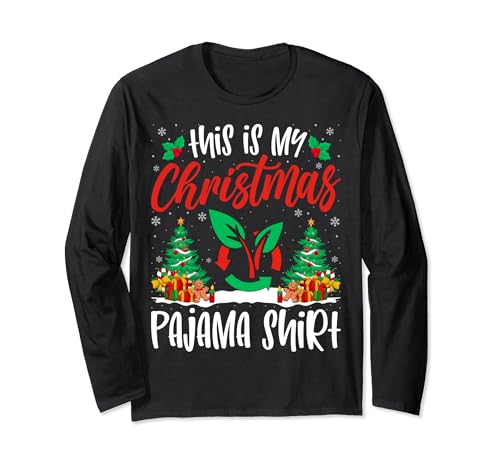 Composting Xmas Pajama Shirt Composting Christmas Holiday Long Sleeve T-Shirt