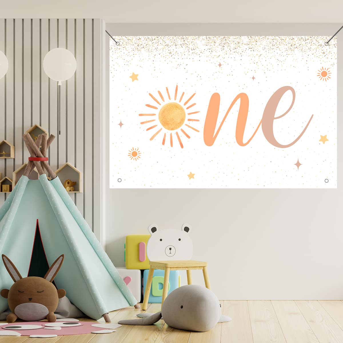 First Trip Around The Sun Backdrop Decoration - 1st Boho Birthday Party Background Banner Sun Party Decoration Photo Booth Props Cake Table Supplies-7x5ft