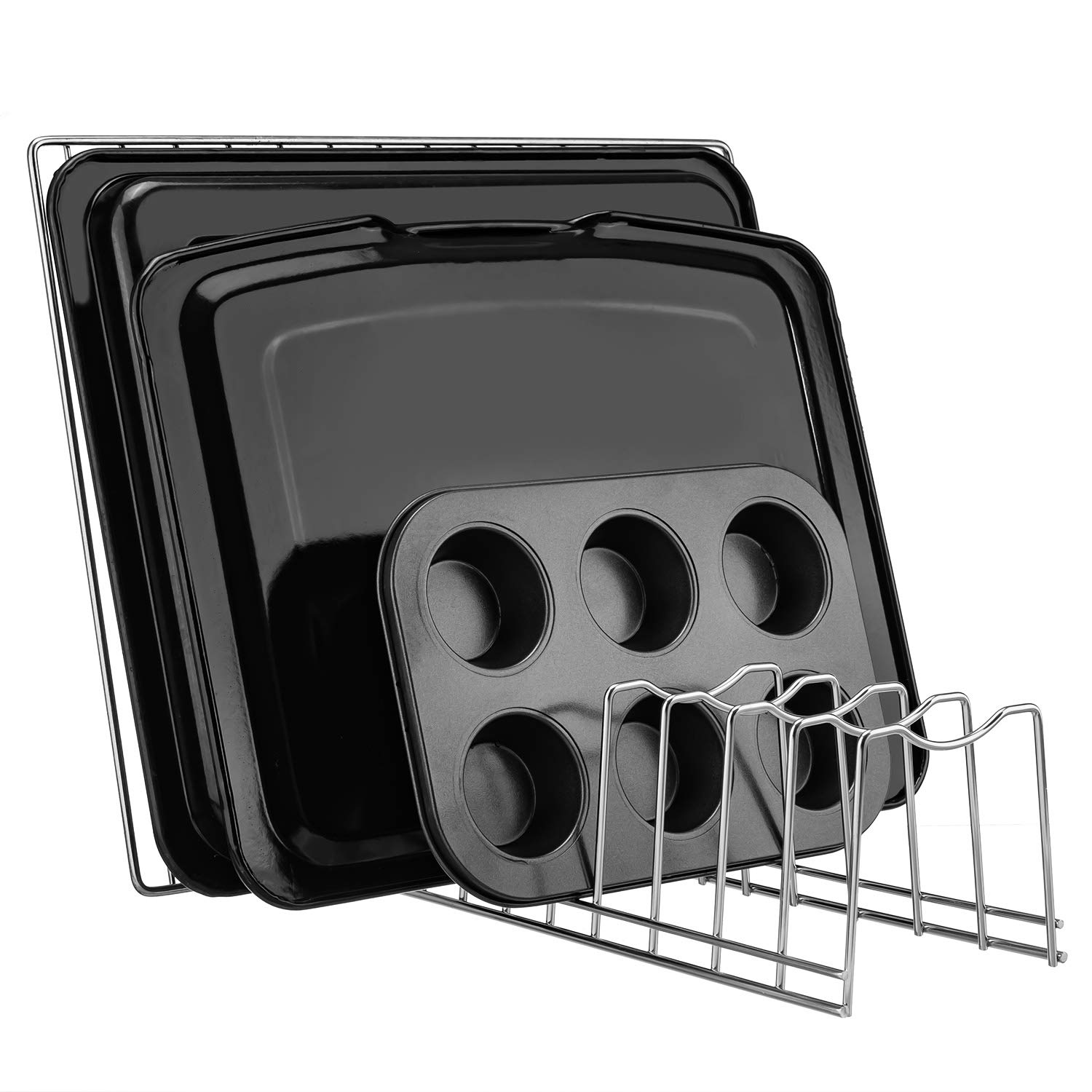 Y.Z.Bros Pot Lid Organizer, Kitchen Plate Rack Holder Rest, Storage Cutting Boards, Bakeware, Pots & Pans, Serving Trays, Reusable Containers in Cabinet Pantry , Stainless Steel