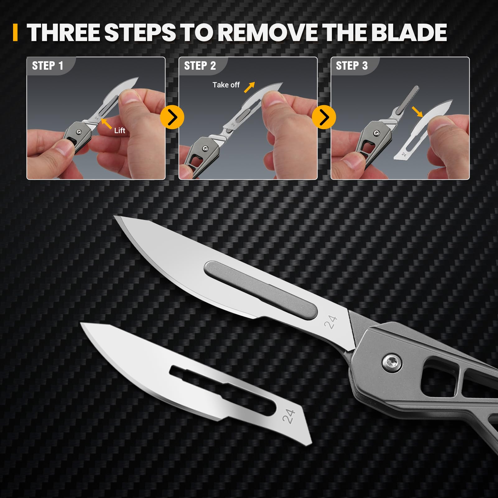 edcfans Small Pocket Knife for Men, Folding Scalpel Knife, EDC Utility Knife, Slim Razor Knife With 10 pcs # 24 Replaceable Edge Blades, Tactical Knives for Outdoor Camping Skinning Hunting