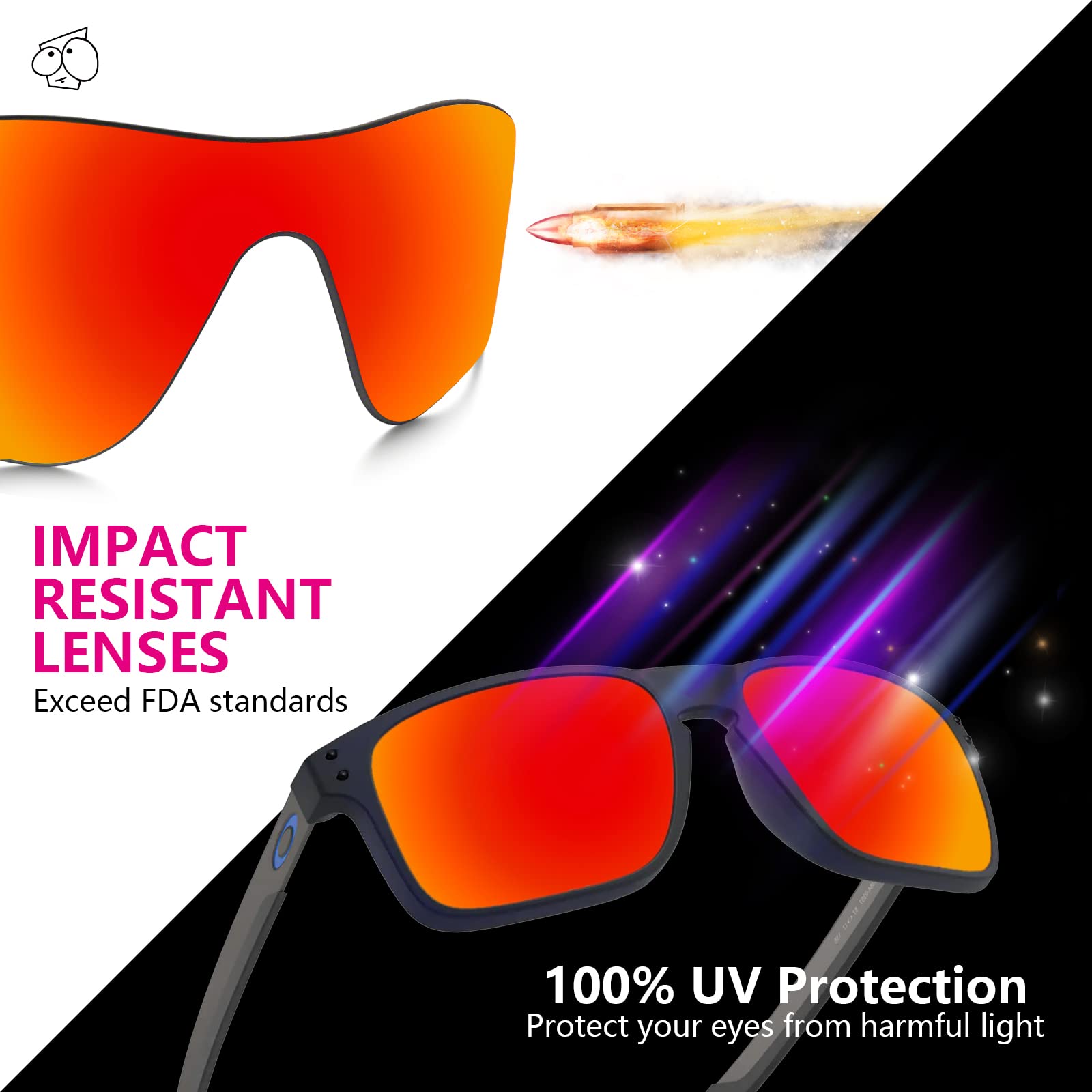 EZReplace Lenses Replacement for Oakley Scalpel OO9095 Sunglasses (Non-Polarized Lenses) - Fits Oakley Scalpel Frame (Carbon Black)