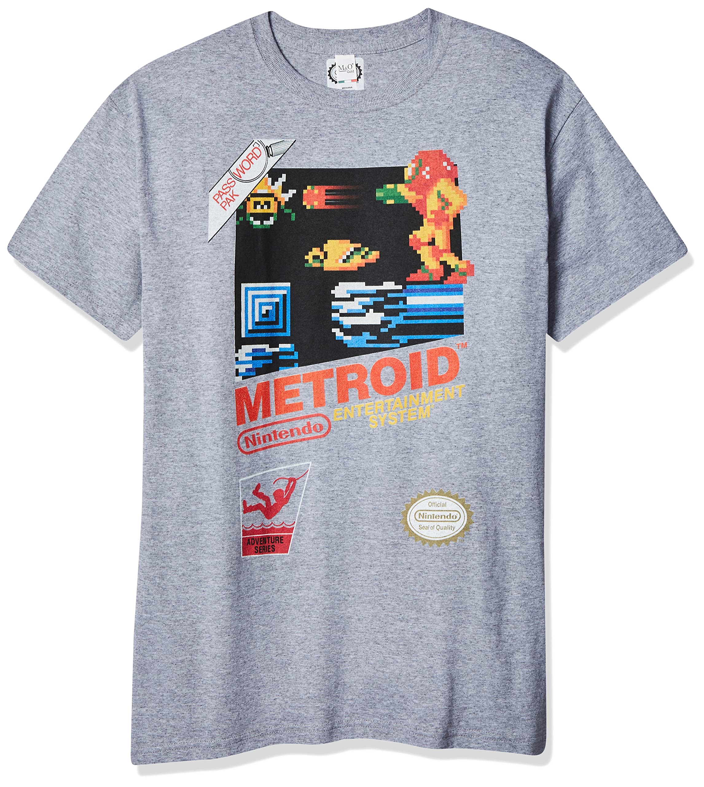 Nintendo Men's Vintage Metroid T-Shirt, 2X-Large, Athletic Heather