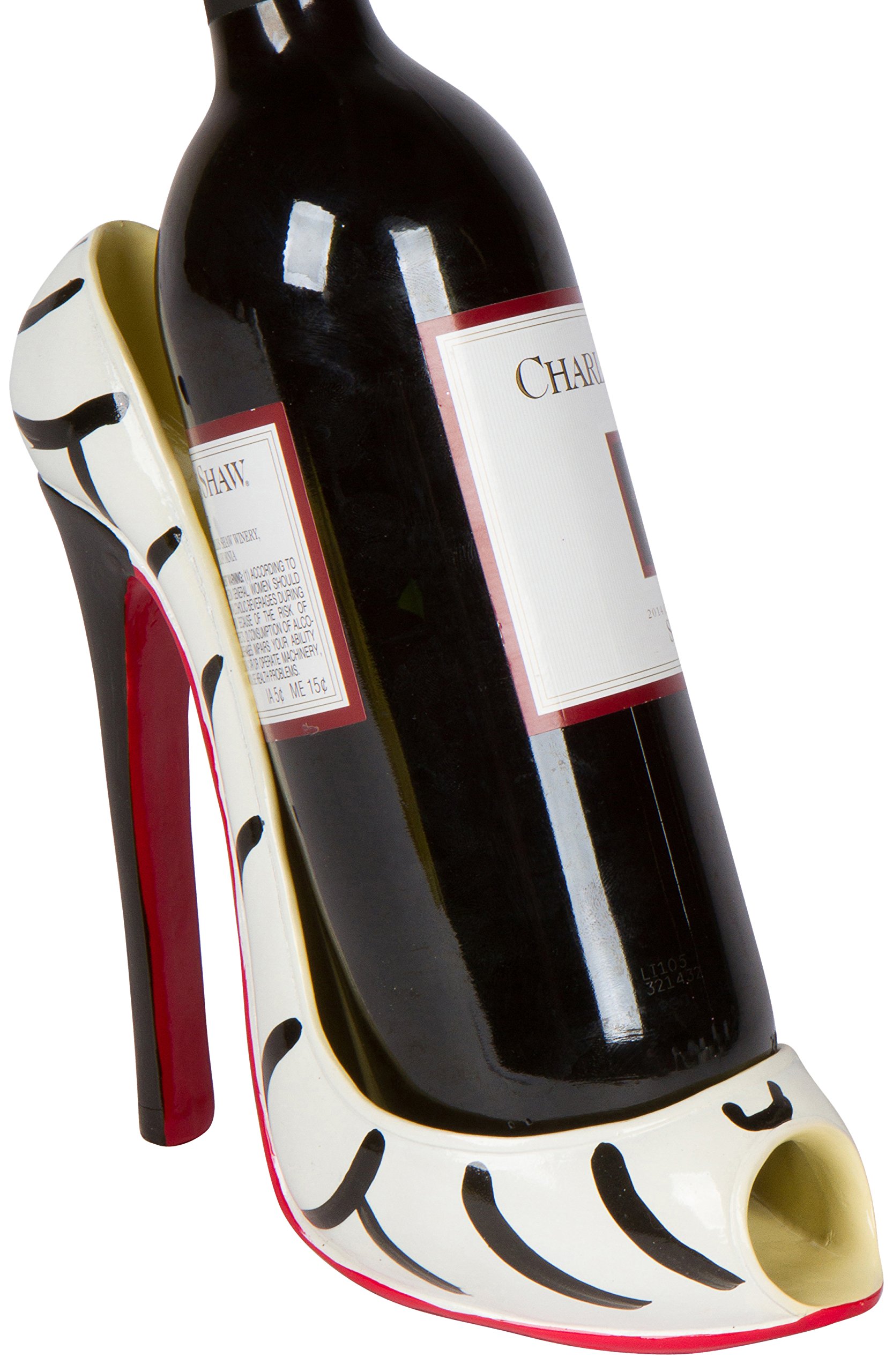 Hilarious Home 8" x 7"H High Heel Wine Bottle Holder - Stylish Conversation Starter Wine Rack (Zebra)