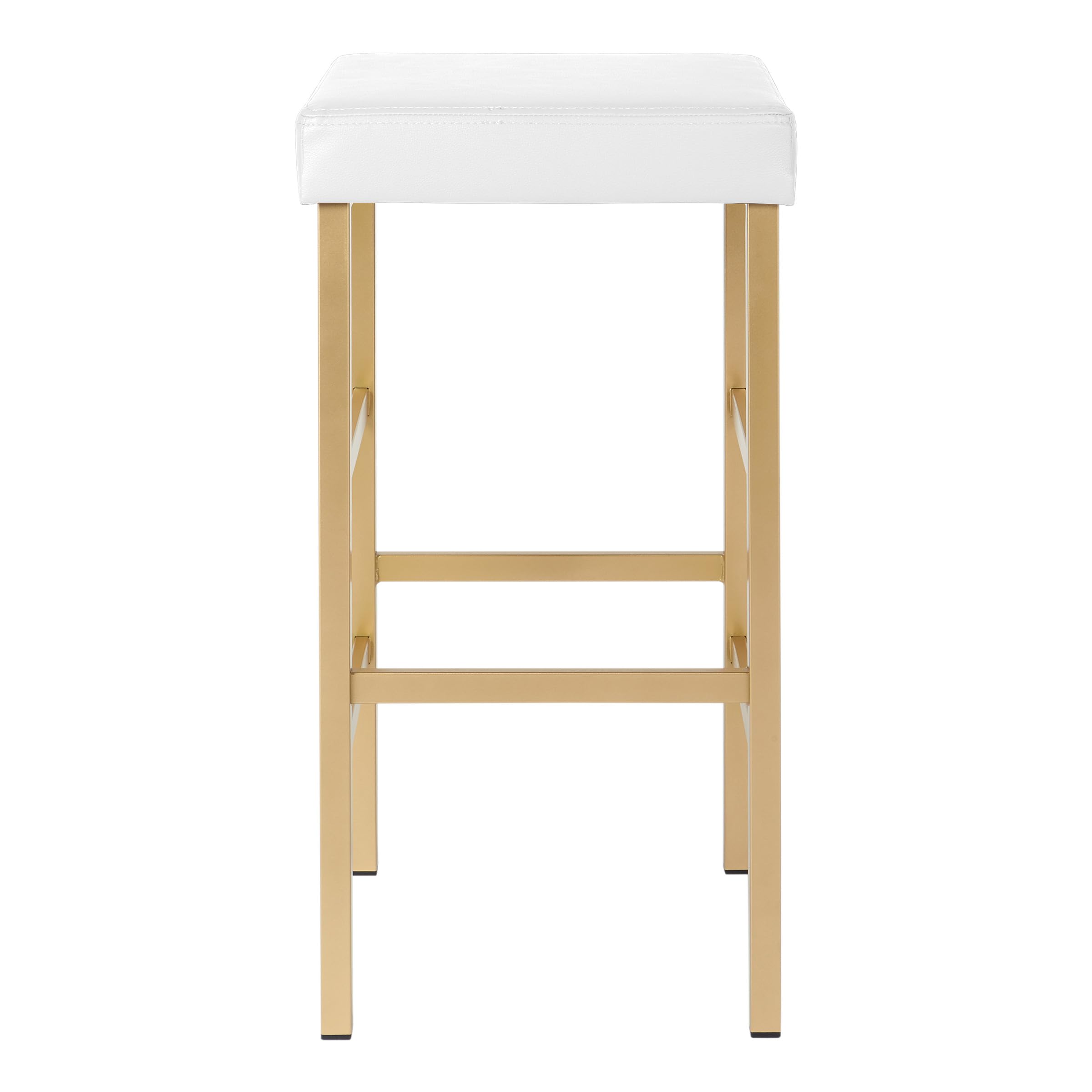 OSP Home Furnishings Backless Stool with Gold Frame, 30-Inch, White
