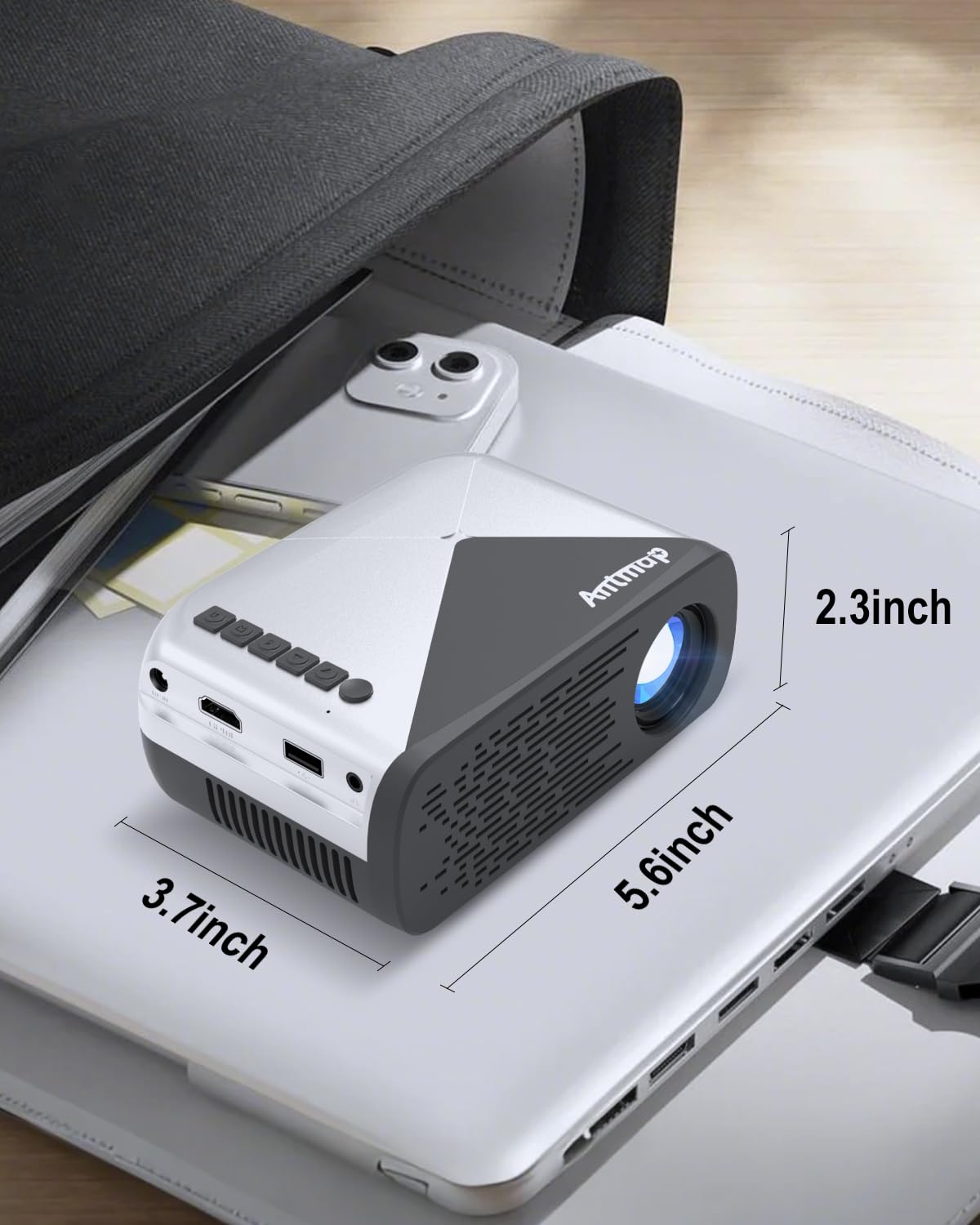 Mini Projector with WiFi, Supported 1080P Full HD, Portable Outdoor Movie Projector, Home Theater Video Projector Compatible with TV Stick/HDMI/USB/PS4/iOS & Android