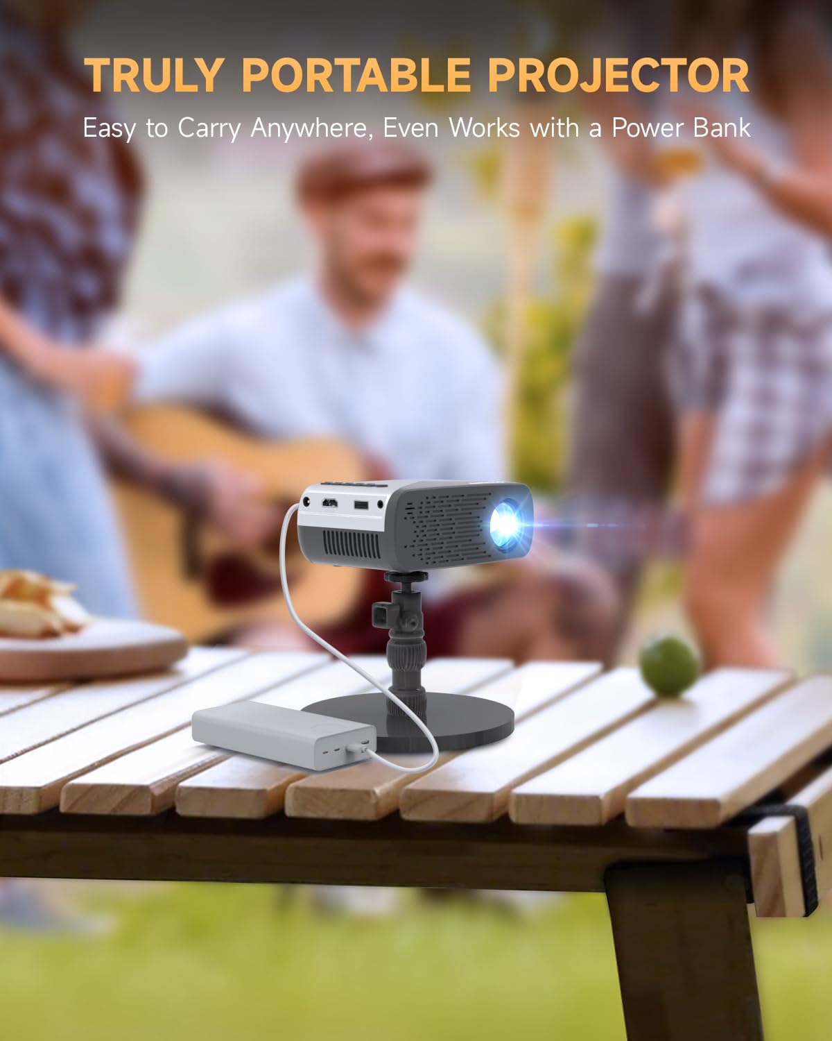 Mini Projector with WiFi, Supported 1080P Full HD, Portable Outdoor Movie Projector, Home Theater Video Projector Compatible with TV Stick/HDMI/USB/PS4/iOS & Android