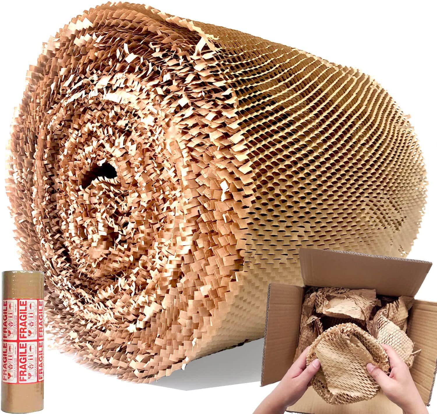 AlexHome Honeycomb Packing Paper,15" W x165' L,Eco Friendly Biodegradable Bubble Cushioning Wrap,Products & Gifts & Moving Honeycomb Wrapping Paper,Recyclable Cushioning Packing Material - 15"x165'