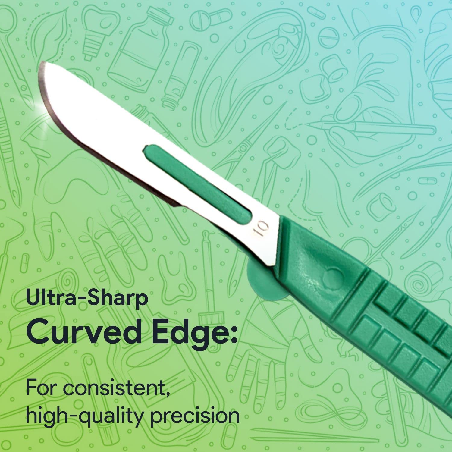 Disposable Surgical Scalpel Knife #10 - Ten Individually Wrapped Sterile Scalpel Blades - Dermaplaning Tool for Face Professional - Surgical Blade Scalpels with Safety Grip