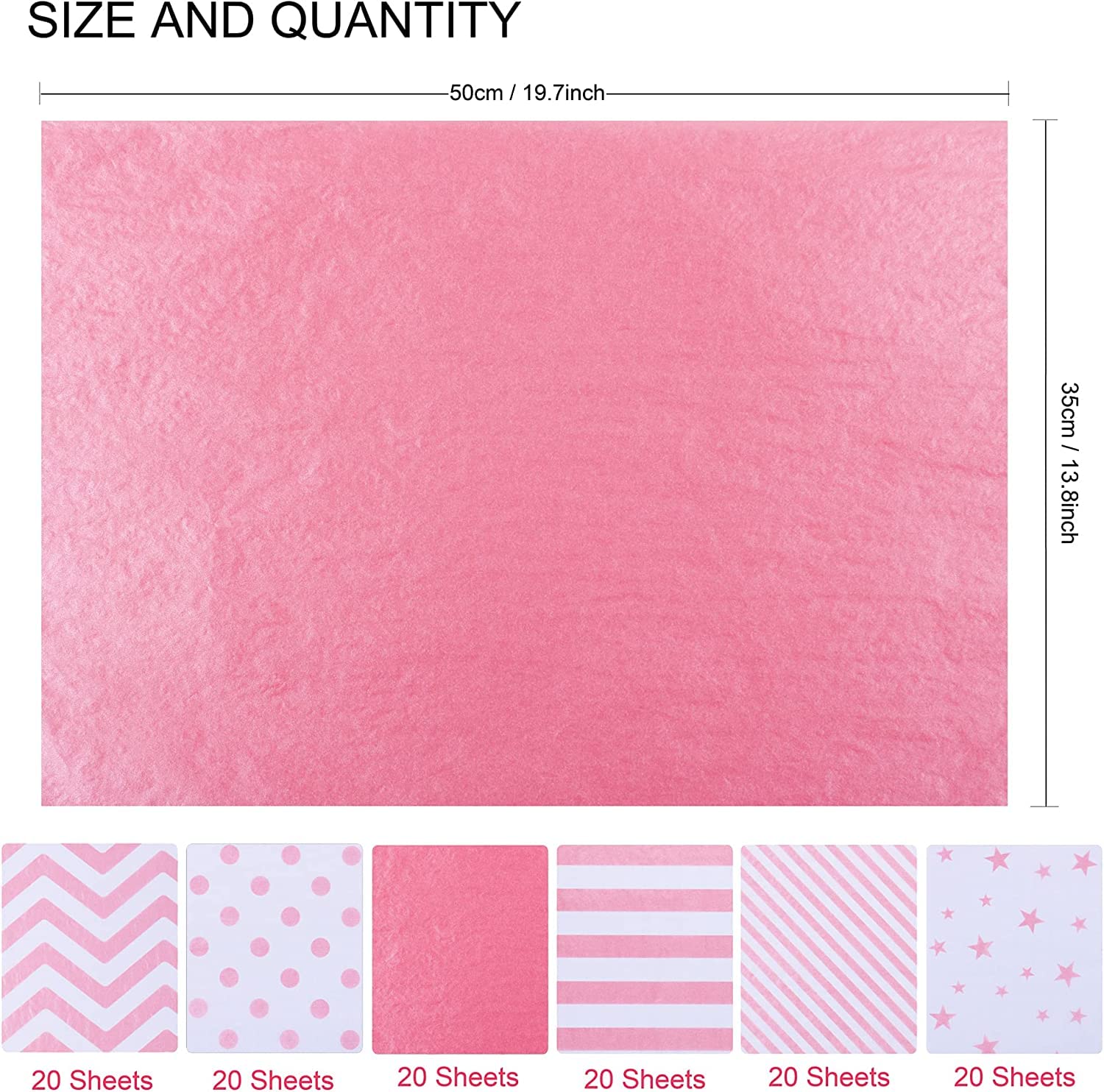 MAMUNU 120 Sheets Light Pink Tissue Paper Set, Metallic Gold Design Gift Wrapping Tissue Paper for Home, Kitchen, Packing, DIY Crafts (20 Sheets Each of 6 Patterns, 50CM X 35CM)