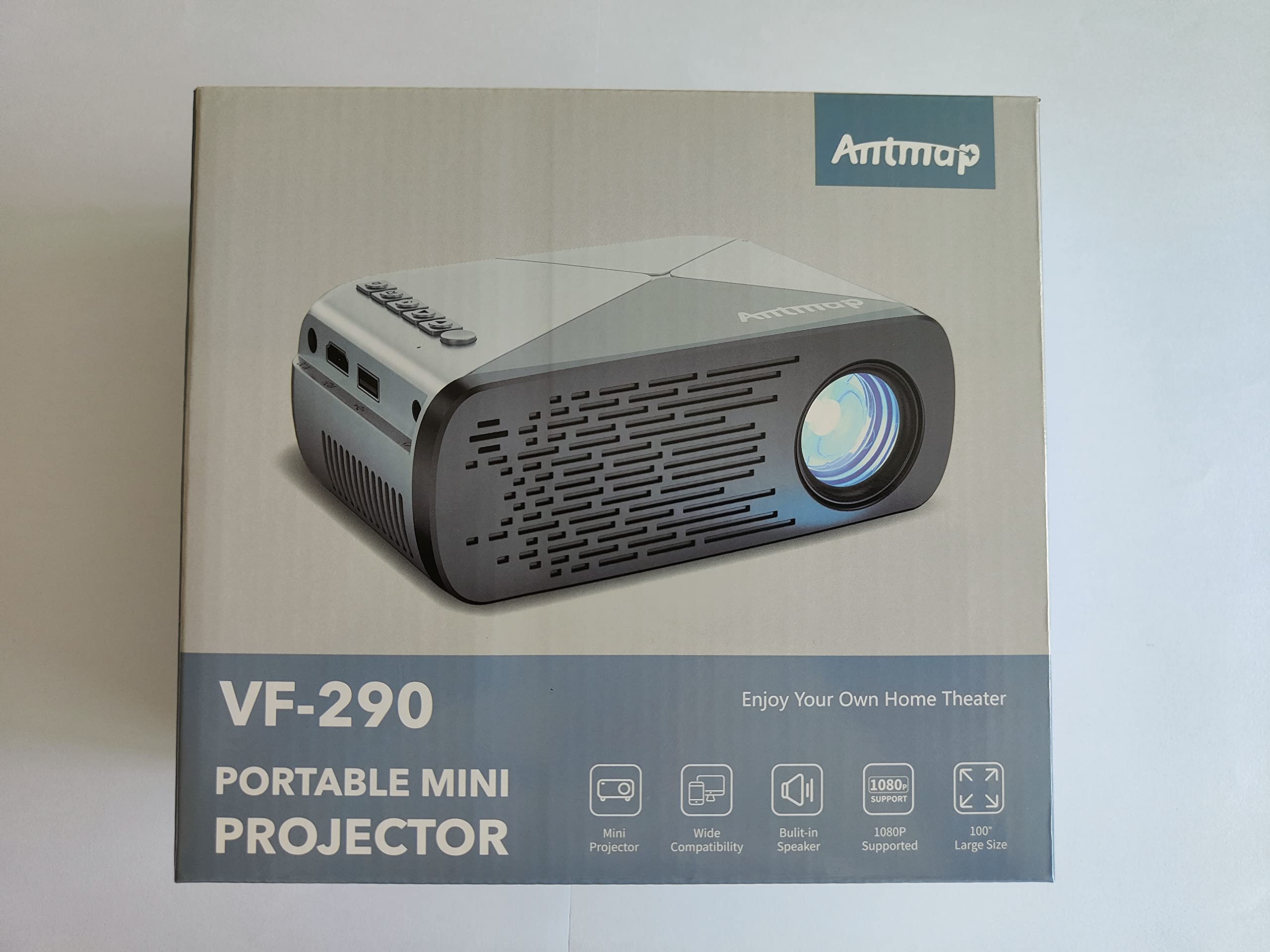 Mini Projector with WiFi, Supported 1080P Full HD, Portable Outdoor Movie Projector, Home Theater Video Projector Compatible with TV Stick/HDMI/USB/PS4/iOS & Android
