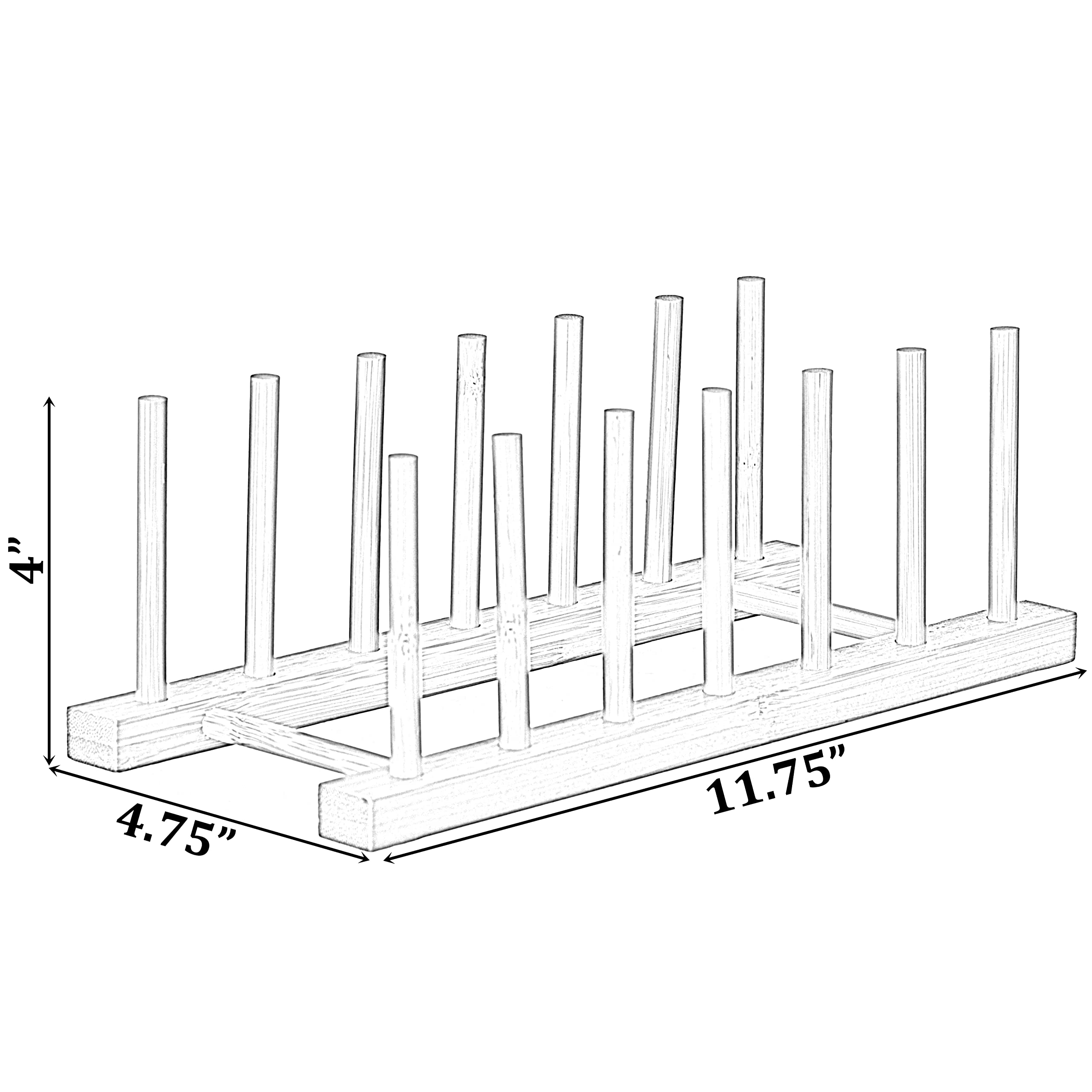 Basicwise Set of 2 Bamboo Wooden Dish Drainer Rack, Plate Rack, and Drying Drainer (6 Grid)