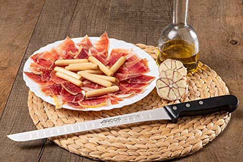ARCOS Series Universal - Slicing Knife Ham Knife - Blade Nitrum Stainless Steel 9" with Granton Edge - Handle Polyoxymethylene (POM) Black Color,281801