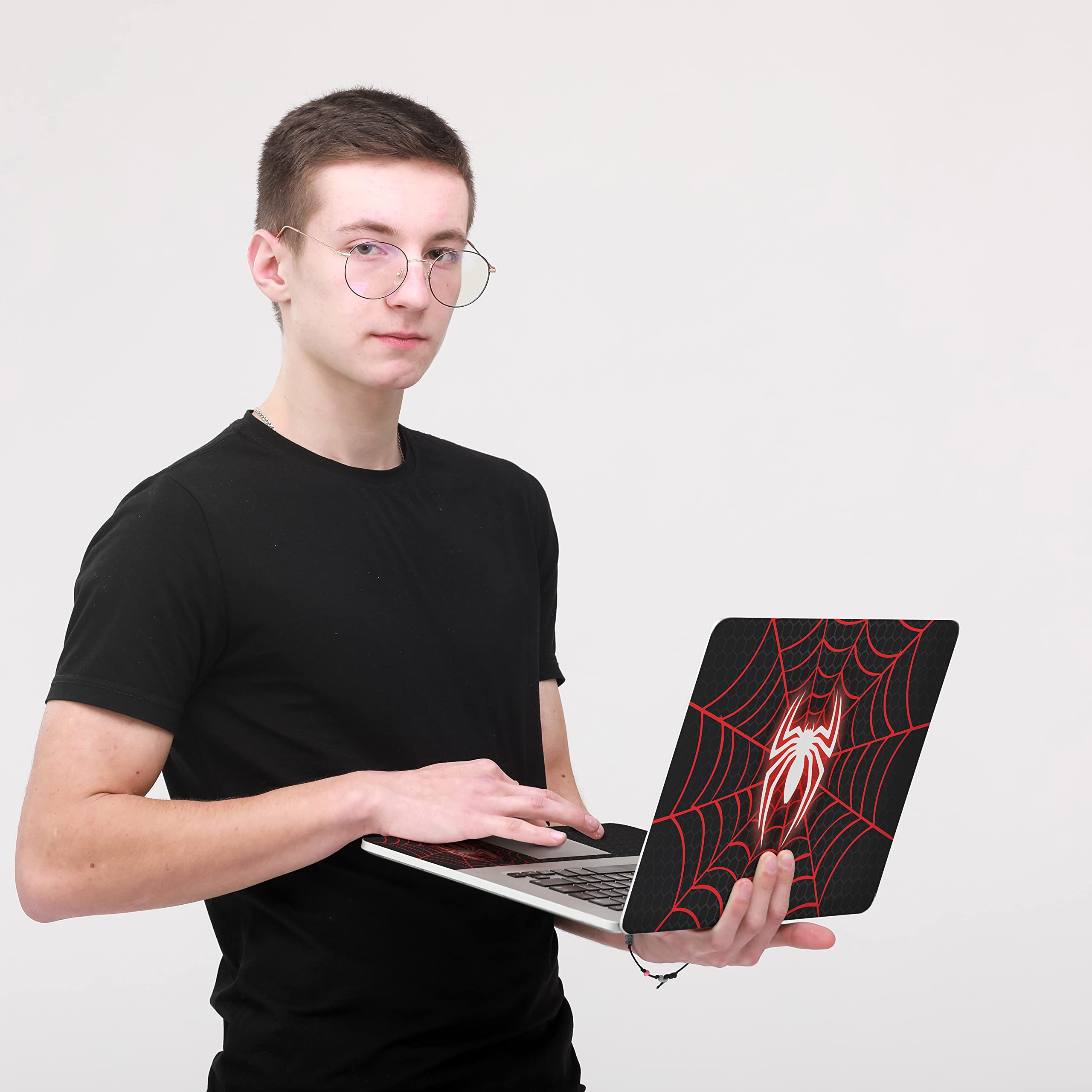 HK Studio Laptop Skin Decal Specific Fit for HP 15.6" with No Cutting Required, No Bubble, Waterproof, Scratch Resistant, Spider Design - Including Wide Screen and Full Wrist Pad Skin