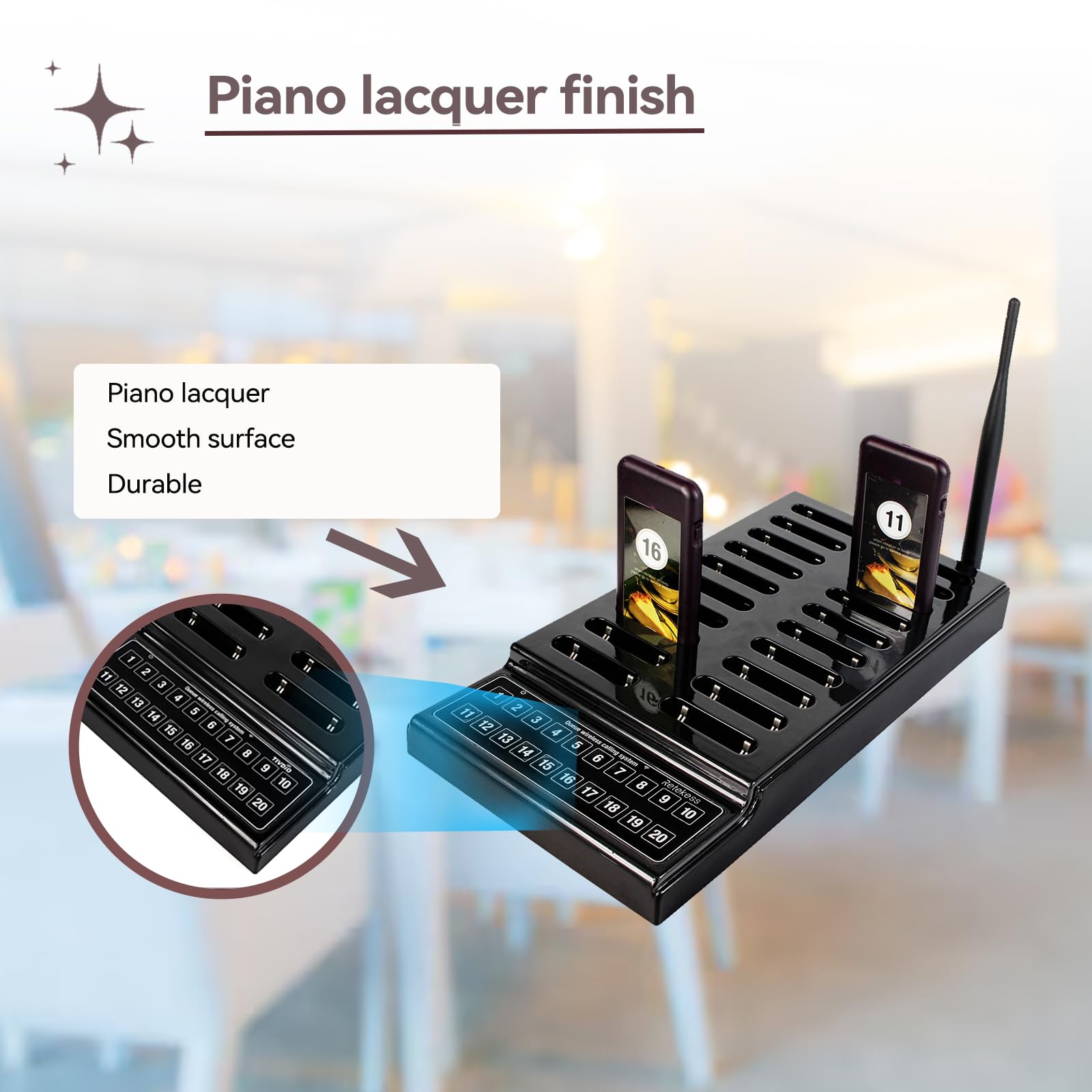 Retekess T111 Pager System, Buzzers for Restaurants, 500M Long Range, 3 Prompt Modes, 20 Restaurant Buzzers for Coffee Shop, Food Truck, Church, Clinic
